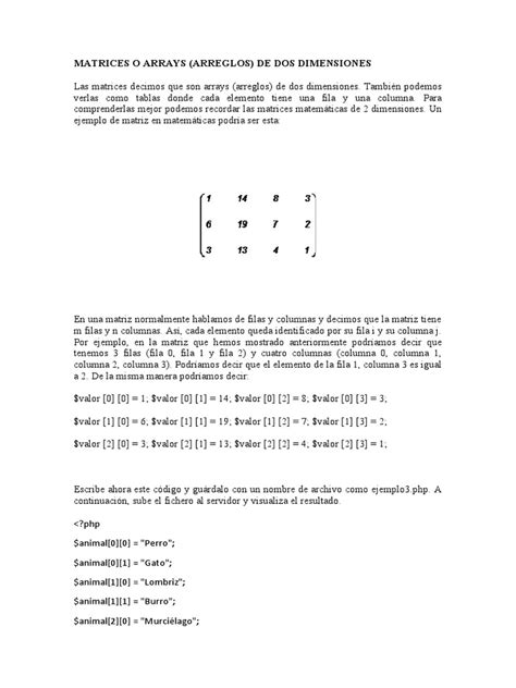 matrices o arrays pdf estructura de datos de matriz matriz matemáticas