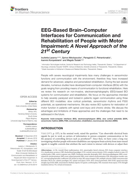 pdf eeg based brain computer interfaces for communication and rehabilitation of people with