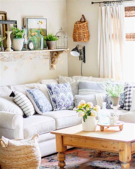 Farmhouse Living Room with Rustic Shelf Décor Soul Lane