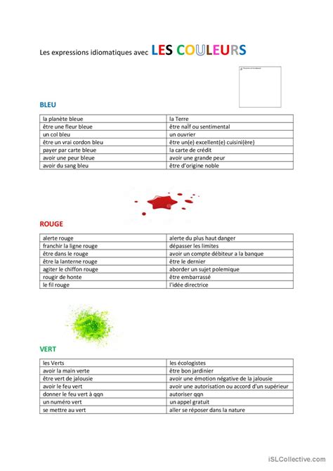 Les Expressions Idiomatiques Avec Le Fran Ais Fle Fiches Pedagogiques
