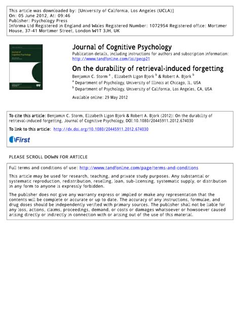 pdf on the durability of retrieval induced forgetting
