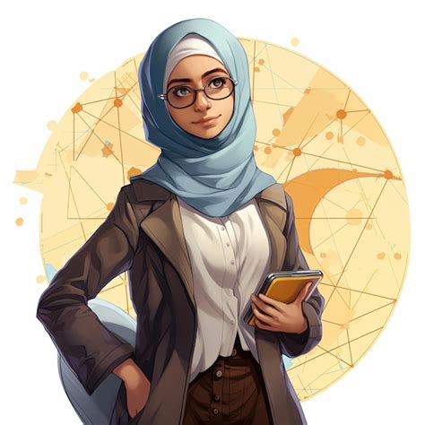 Premium Photo Muslim Girl With Hijab Illustration