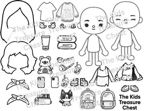 Toca Boca UNCOLORED 3 Pages Paper SLEEPOVER 1 B W Dolls Furniture