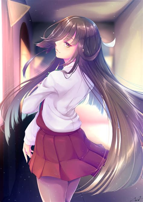 Papel de parede ilustração cabelo longo Anime Meninas anime