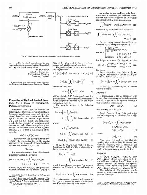 properties of optimal control functions for a class of distributed parameter systems ieee