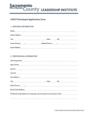 Fillable Online Scoeleadership CASCP SCOE Leadership Institute Fax