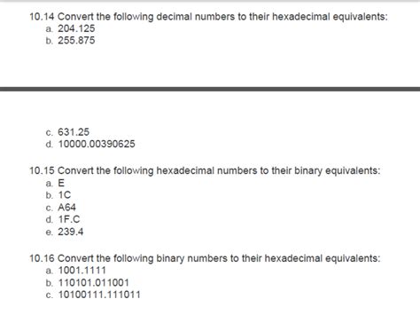 solved 10 6 convert the following binary numbers to their