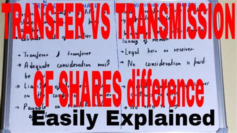 Transfer And Transmission Of Shares Difference Between Transfer And