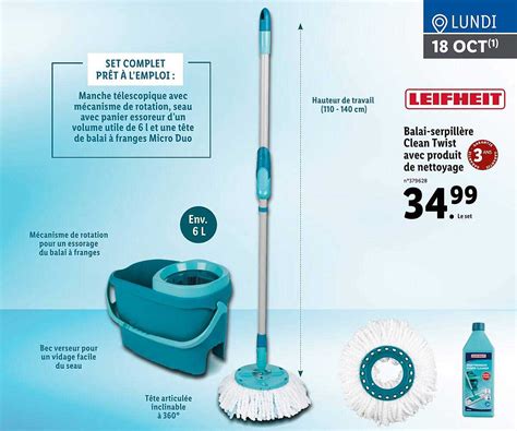 Promo Balai serpillère Clean Twist Avec Produit De Nettoyage Leifheit