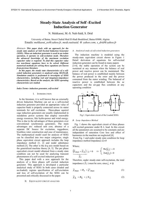 pdf steady state analysis of self excited induction generator