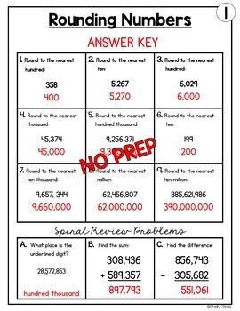 Rounding Whole Numbers Worksheets 4th Grade By Shelly Rees TPT