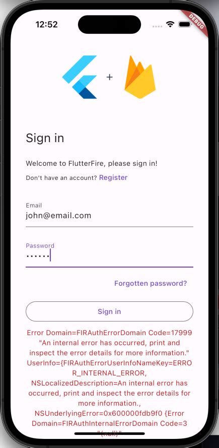 Firebase Auth Ios Invalid Login Credentials Error Message Is Not