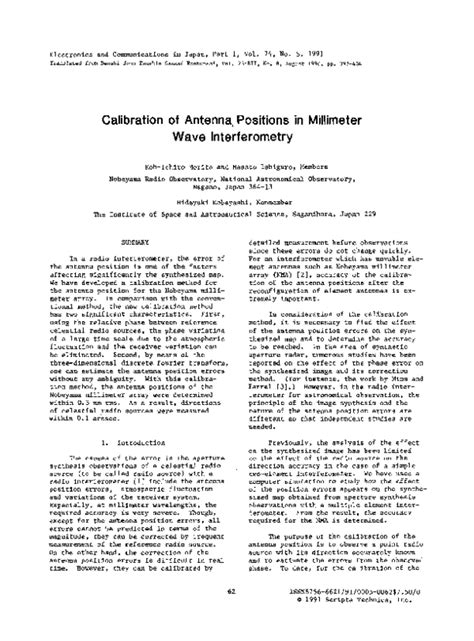 pdf calibration of antenna positions in millimeter wave interferometry hideyuki kobayashi