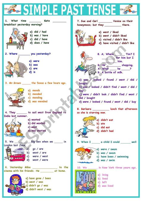 Simple Past Tense Test Esl Worksheet By Abut