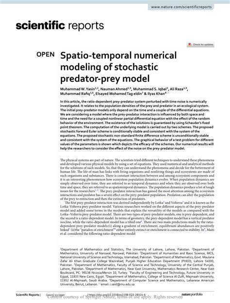 pdf spatio temporal numerical modeling of stochastic predator prey model