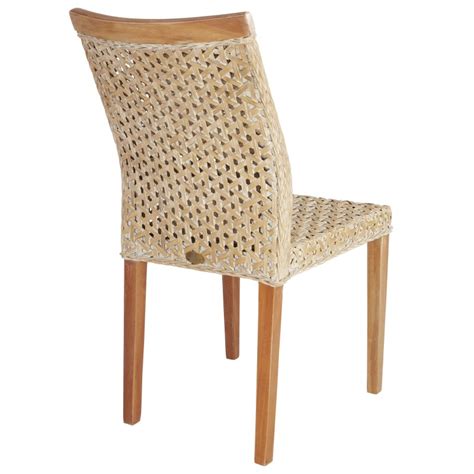 Chaise en bois et rotin tressé chaise de salle à manger en rotin