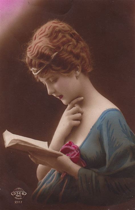 Woman Reading Glamour Art Postcard D S E B Paris No There Are