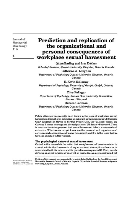 pdf prediction and replication of the organizational and personal consequences of workplace