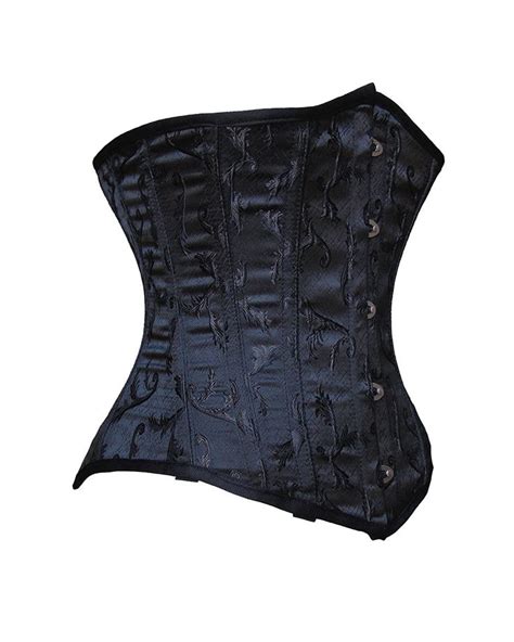 Elegant Black Brocade Steel Boned Underbust Corset