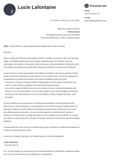 Lettre De Motivation Pour Un Job D T En Exemples