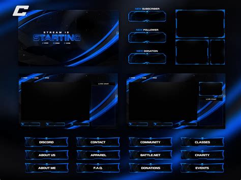 Blue Neon Animated Twitch Overlay Complete Stream Package Incluye
