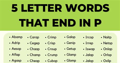 202 Cool Examples Of 5 Letter Words Ending In P In English 7ESL