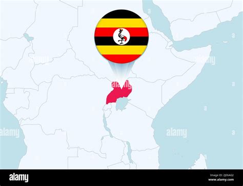 Africa With Selected Uganda Map And Uganda Flag Icon Vector Map And