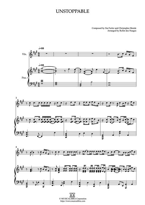 DUET SHEET MUSIC Unstoppable Sia Violin And Piano Chamber Ensemble