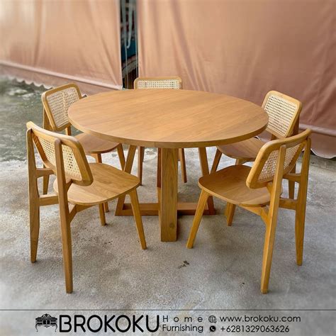Jual Meja Makan Kayu Jati 4 Kursi Minimalis Modern 1set BHF 145 Brokoku