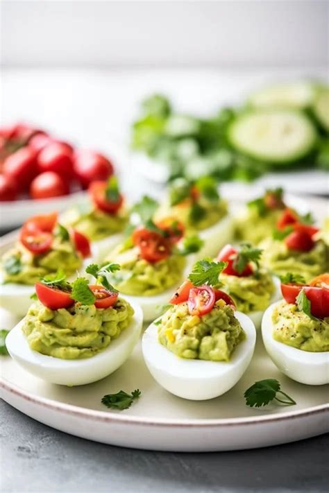 Huevos Rellenos De Aguacate Cebolla Y Tomate