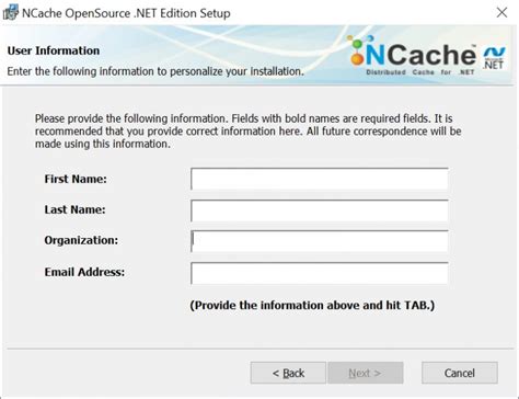 On The User Information Page Enter The Same Details You Specified When