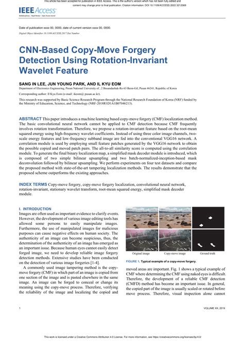 pdf cnn based copy move forgery detection using rotation invariant wavelet feature
