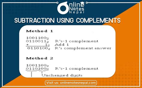 Subtraction Using Complements Binary Systems Online Notes Nepal