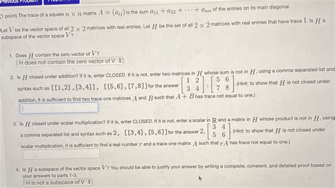 solved point the trace of a square n×n matrix a aij is