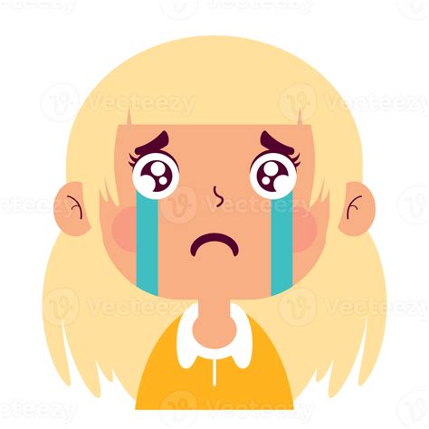 Girl Crying Face Cartoon Cute 17189024 PNG