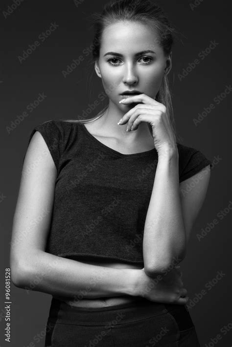 Sexy Fashion Model With Long Hair Young European Attractive Beautiful Eyes Perfect Skin Is