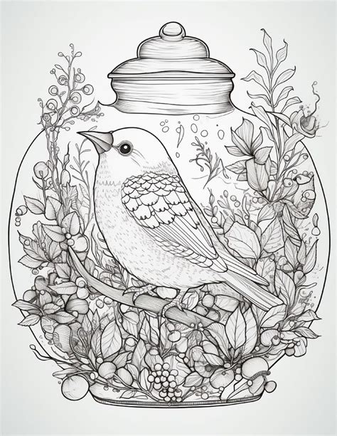 Life Inside Jar Printable Coloring Pages For Adults Grayscale Colo