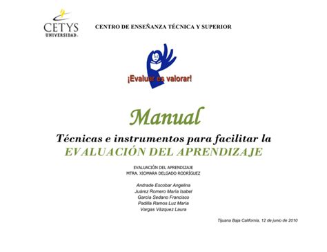 Manual de Técnicas e Instrumentos para facilitar la EVALUACIÓN
