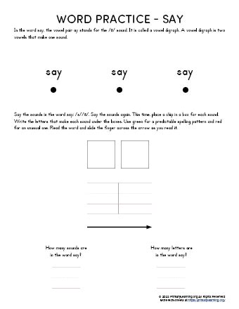 Sight Word SAY Worksheet PrimaryLearning Org