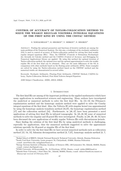 pdf control of accuracy of taylor collocation method to solve the weakly regular volterra