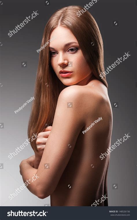 Beautiful Woman Fog Naked Back Portrait Stock Photo