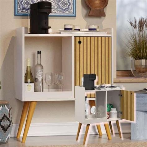 Aparador Buffet Cantinho Café Retro 1 Porta Modelo Linus OffWhite