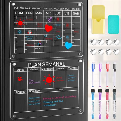 Calendario magnético para refrigerador de acrílico 2pcs 4030cm