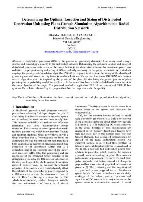 pdf determining the optimal location and sizing of distributed generation unit using plant
