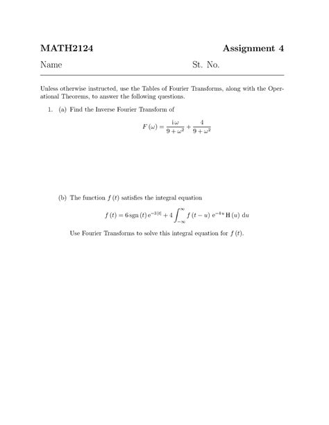 math2124 assignment 4 2020 math2124 assignment 4 name st no unless otherwise instructed use