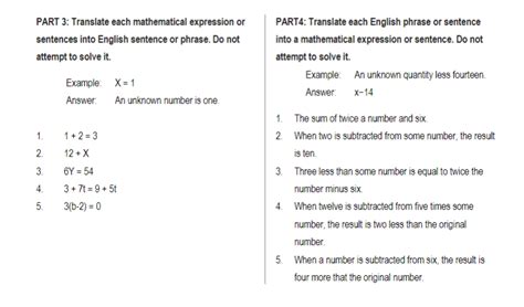 solved part 3 translate each mathematical expression or