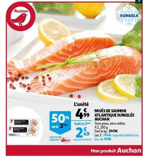Promo Pavés De Saumon Atlantique Surgelés Auchan chez Auchan