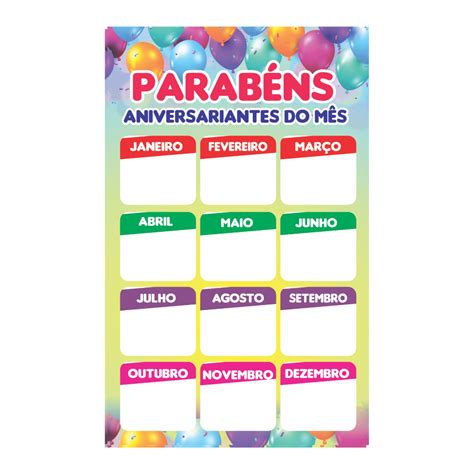 Banner Pedagógico Aniversariante do Mês 50x80CM Shopee Brasil