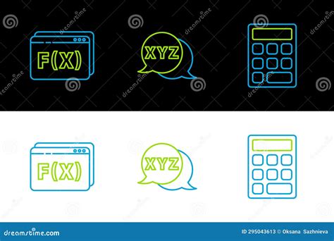 set line calculator function mathematical symbol and xyz coordinate system icon vector stock