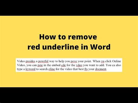 How To Remove Red Underline In Word Youtube